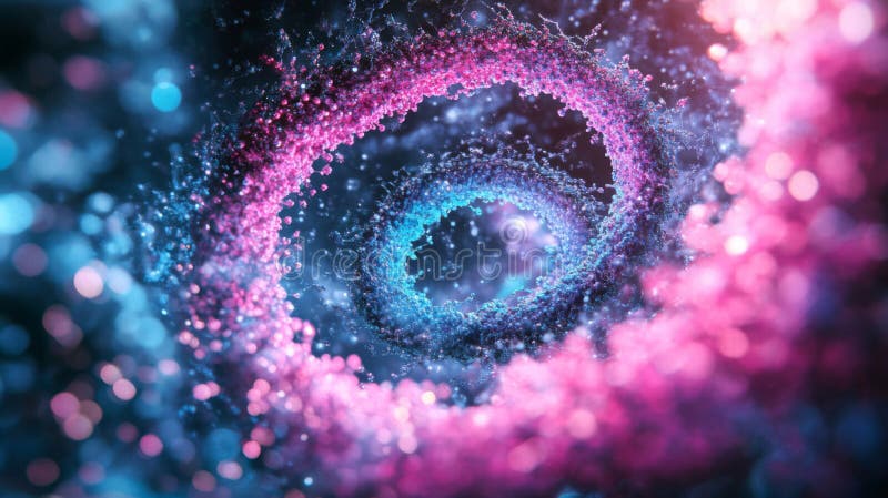 Abstract Swirling Particles Background with Blue and Pink Neon Lights ...