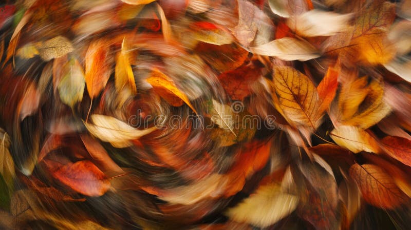 Abstract Swirling Pattern of Autumn Leaves in a Vortex Stock ...