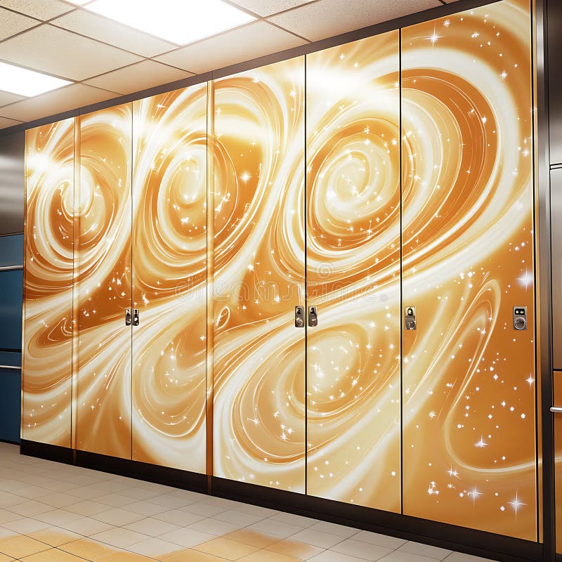 Abstract Swirling Pattern on Locker Doors in Modern Building Stock ...