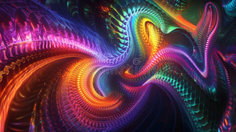 Abstract Swirling Pattern of Neon Lights and Colors Stock Illustration ...