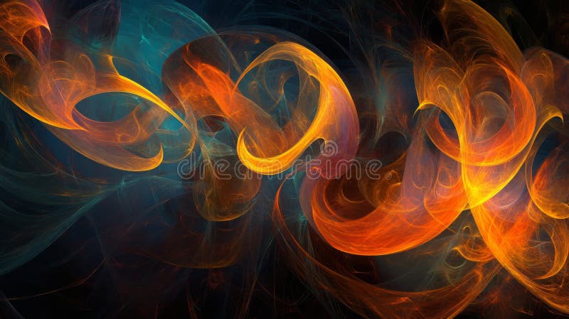 Abstract Swirling Pattern of Orange and Teal Flames Stock Illustration ...