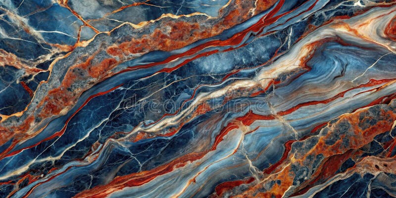 Abstract Swirling Patterns of Deep Blue, Rust, and Ochre Hues in a ...