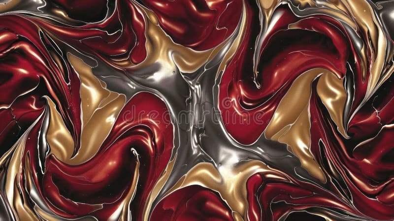 Abstract Swirling Patterns in Red, Gold, and Black Create a Visually ...