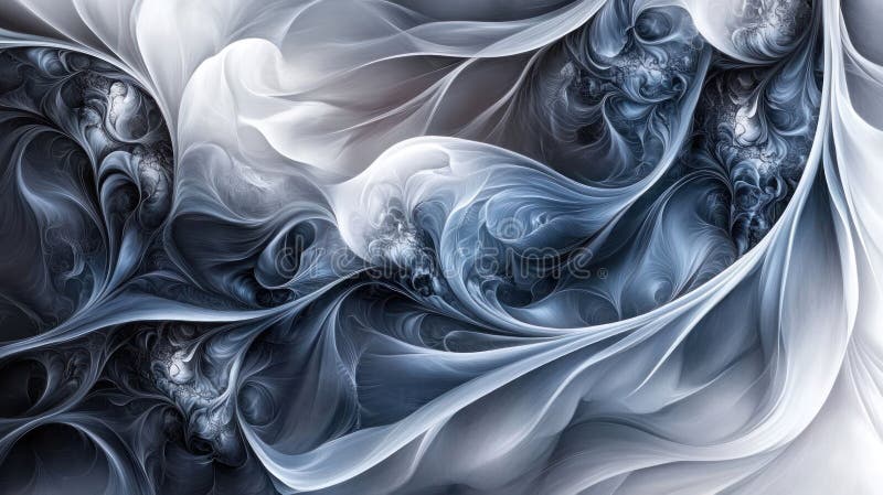 Abstract Swirling Patterns in Shades of Blue and White, Evoking Fluid ...