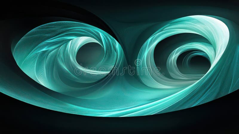 Abstract Swirling Patterns in Teal and Black, Suggesting Movement and ...