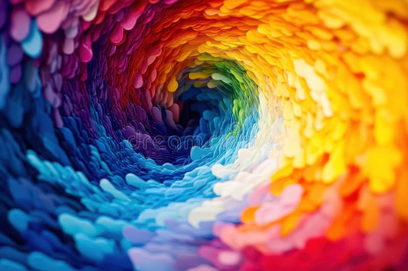 Abstract Swirling Rainbow of Color, Forming a Tunnel-like Structure ...