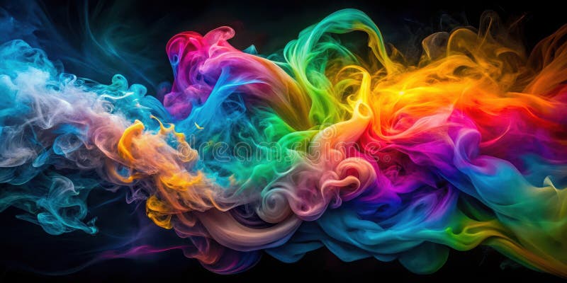 Abstract Swirling Rainbow Hues in Vibrant Color Cloud Formation ...