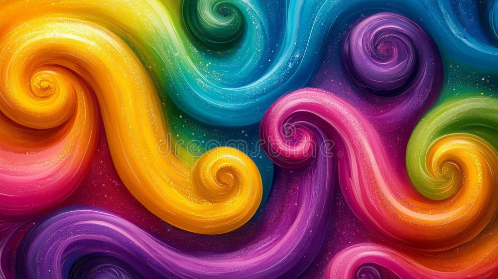 Abstract Swirling Rainbow Slime with Glitter Stock Illustration ...