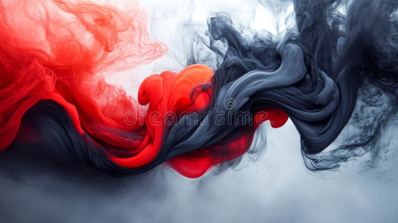 Abstract Swirling Red and Black Ink in Water Stock Illustration ...