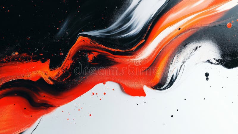Abstract Swirling Red Black White Paint Artwork Stock Illustration ...