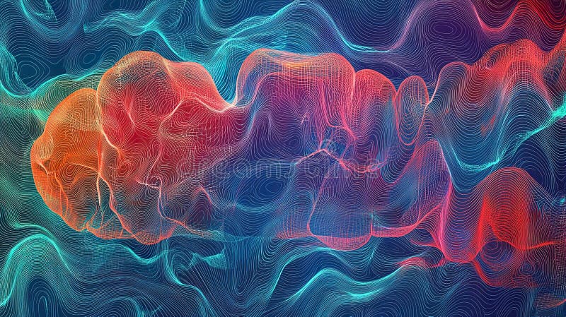 Abstract Swirling Red and Blue Lines Creates Dynamic, Flowing Pattern ...