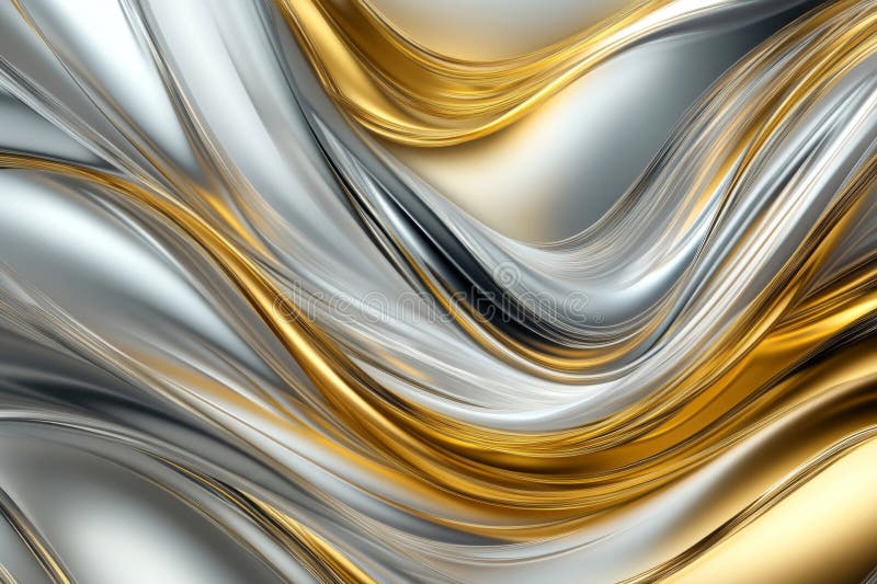 Abstract Swirling Silver and Gold Metallic Pattern Stock Illustration ...