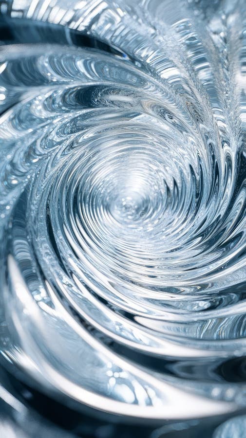 Abstract Swirling Silver Vortex with Reflective Metallic Texture and ...