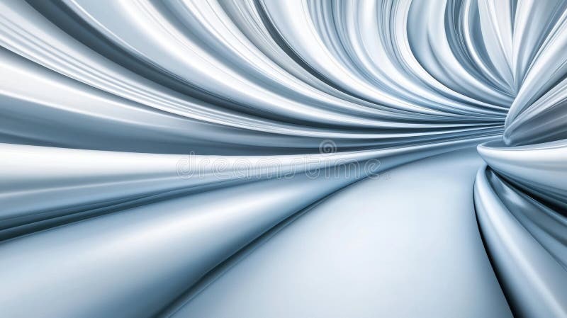 Abstract Swirling Silver and White Tunnel with Dynamic Flowing Patterns ...