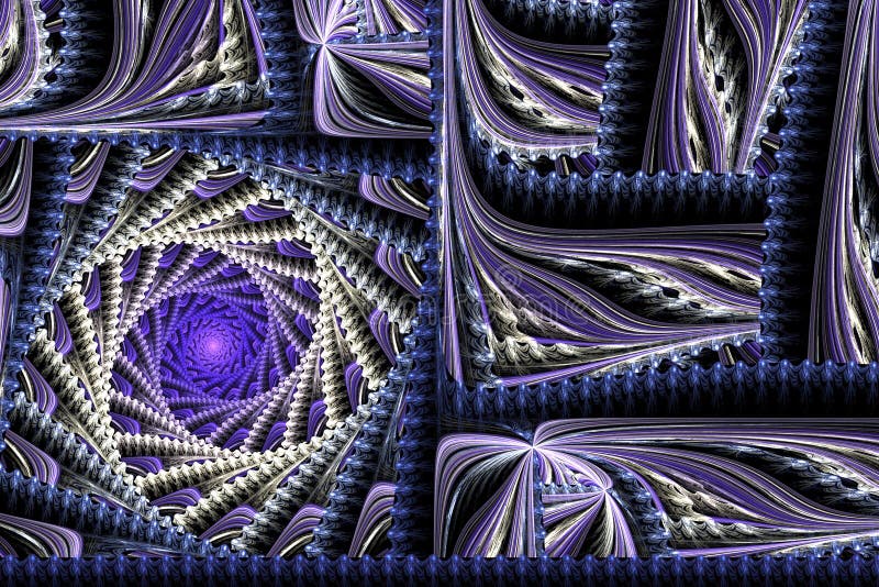 Abstract Swirling Square Purple Fractal Stock Illustration ...
