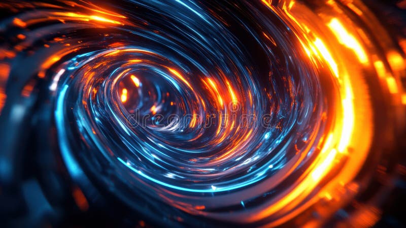 Abstract Swirling Tunnel of Lights in Blue and Orange Hypnotic Vortex Optical Illusion Stock ...