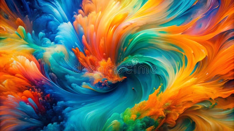 Abstract Swirling Vibrant Colors, a Dynamic and Expressive Painting of ...