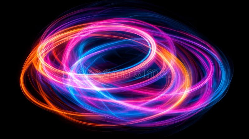 Abstract Swirling Vibrant Neon Light Patterns Design Stock Illustration ...