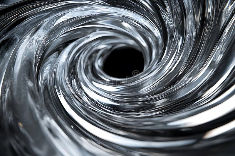 Abstract Swirling Vortex, Black Hole, Liquid, Shiny, Reflective Surface ...