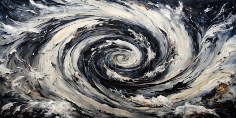 Abstract Swirling Vortex of Black, White, and Gray Hues, Representing a ...