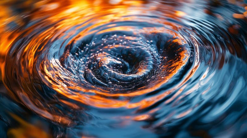 Abstract Swirling Water Vortex Blue and Orange Hues AI-generated. Stock ...