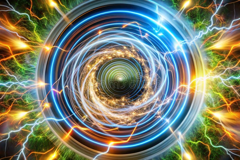 Abstract Swirling Vortex of Energy, Lightning Streaks, Circular Motion ...