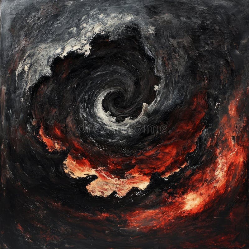 Abstract Swirling Vortex with Fiery Red and Dark Tones Creating a ...