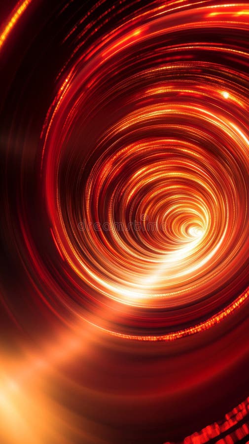 Abstract Swirling Vortex of Fiery Red and Orange Light Patterns. Energy ...