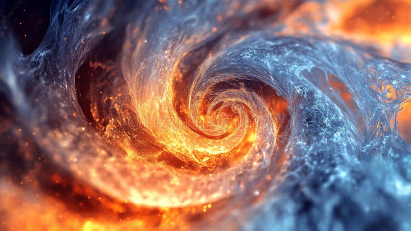 Abstract Swirling Vortex of Fire and Ice Stock Illustration ...