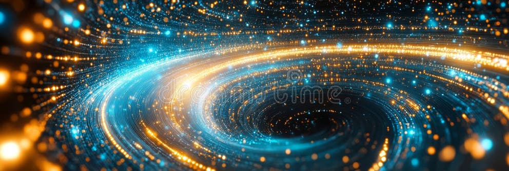 Abstract Swirling Vortex of Glowing Lines, Complex Geometric Pathways ...