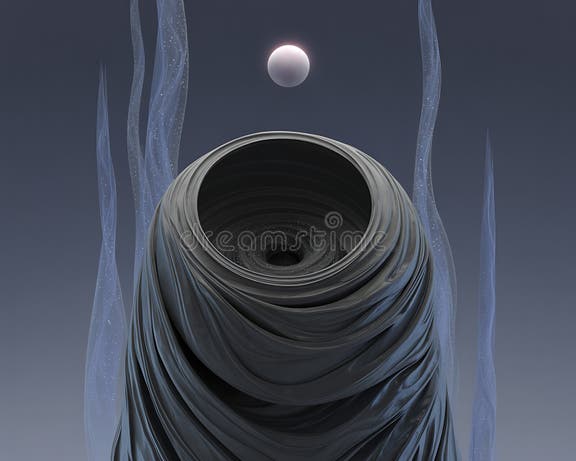 Abstract Swirling Vortex with Glowing Orb and Wispy Elements Stock Illustration - Illustration ...