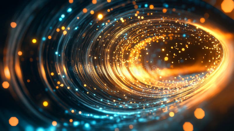 Abstract Swirling Vortex of Light and Energy with Glowing Particles ...