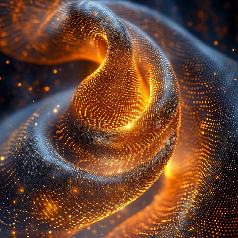 Abstract Swirling Vortex of Luminous Orange and Blue Particles. Stock ...