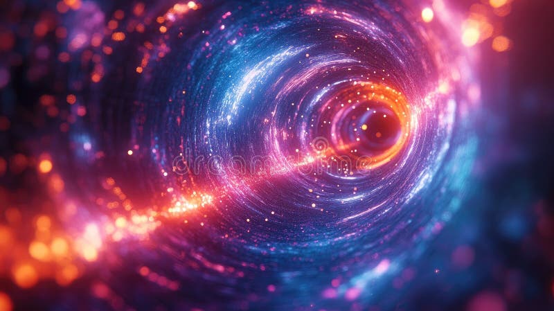 Abstract Swirling Vortex of Neon Lights and Particles Stock ...