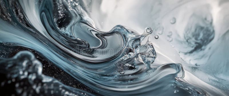 Abstract Swirling Wave Pattern with Glass-like Textures and Shimmering ...