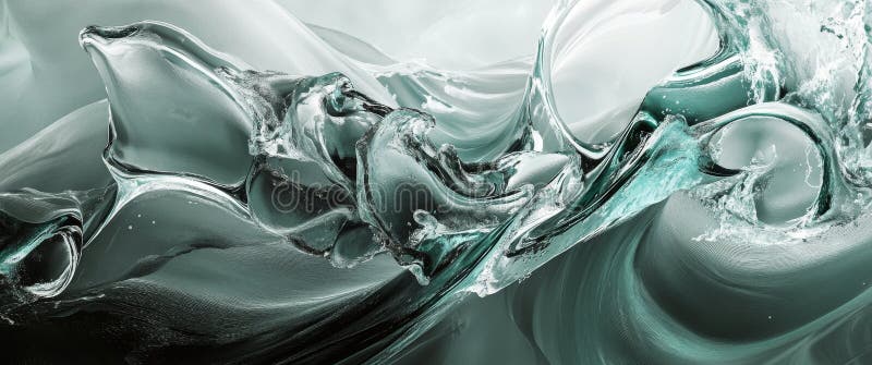Abstract Swirling Wave Pattern with Glass-like Textures and Shimmering ...