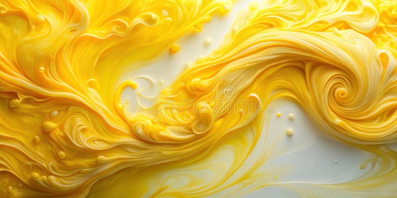 Abstract Swirling Yellow and White Liquid Texture a Viscous, Creamy ...