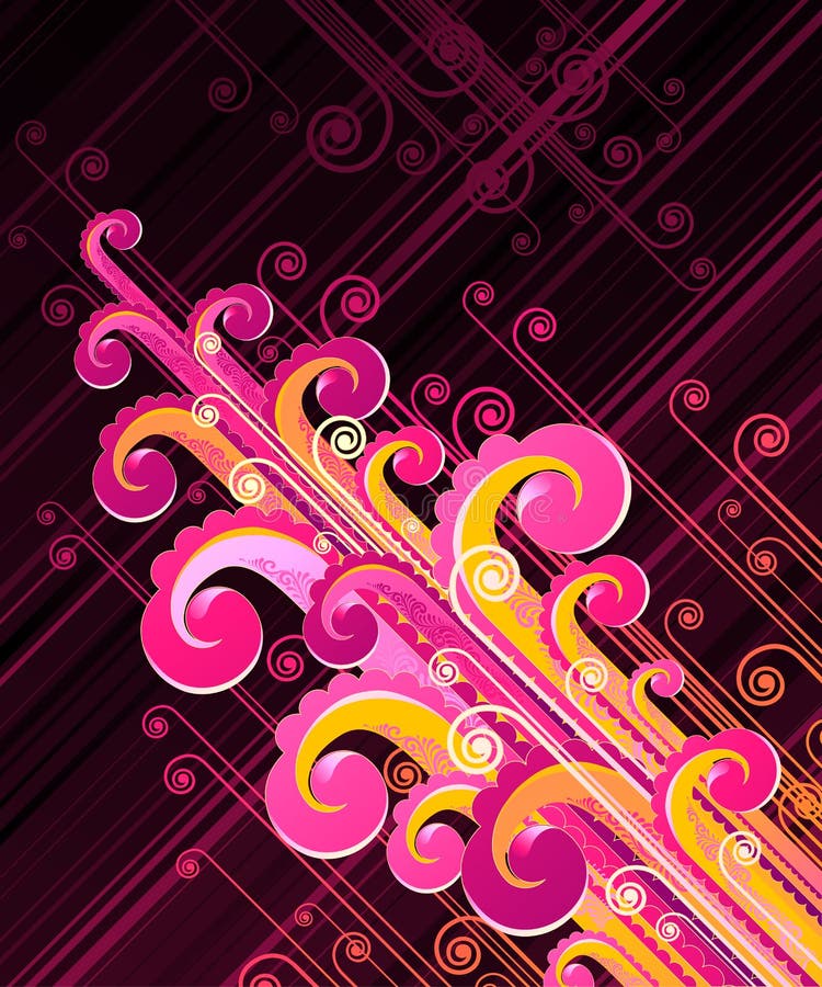 Abstract Swirl & Dragonflies Stock Vector - Illustration of floral ...