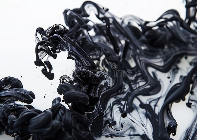 Abstract Swirls in Black and White, Ink Dance Stock Illustration ...