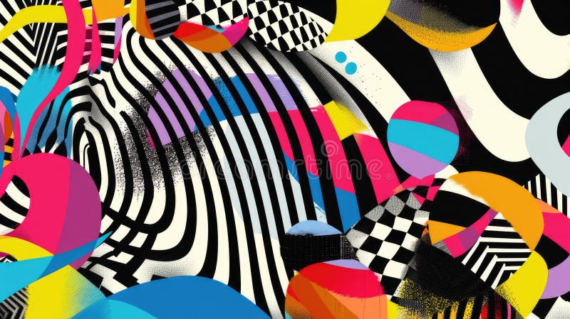 Abstract Swirls with Bold Colors and Optical Illusions Create a Vibrant ...