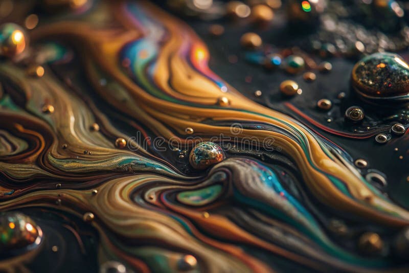 Abstract Swirls, Colorful Liquid Patterns, Macro View, Bokeh Lights in ...
