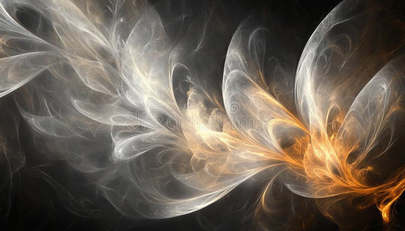 Abstract Swirls of Golden Light and Shadow on a Black Background ...