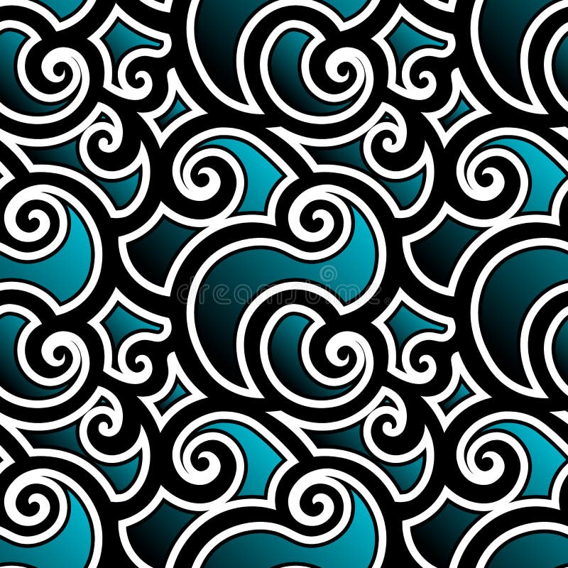 Abstract Swirly Pattern with Ocean Waves Stock Vector - Illustration of ...