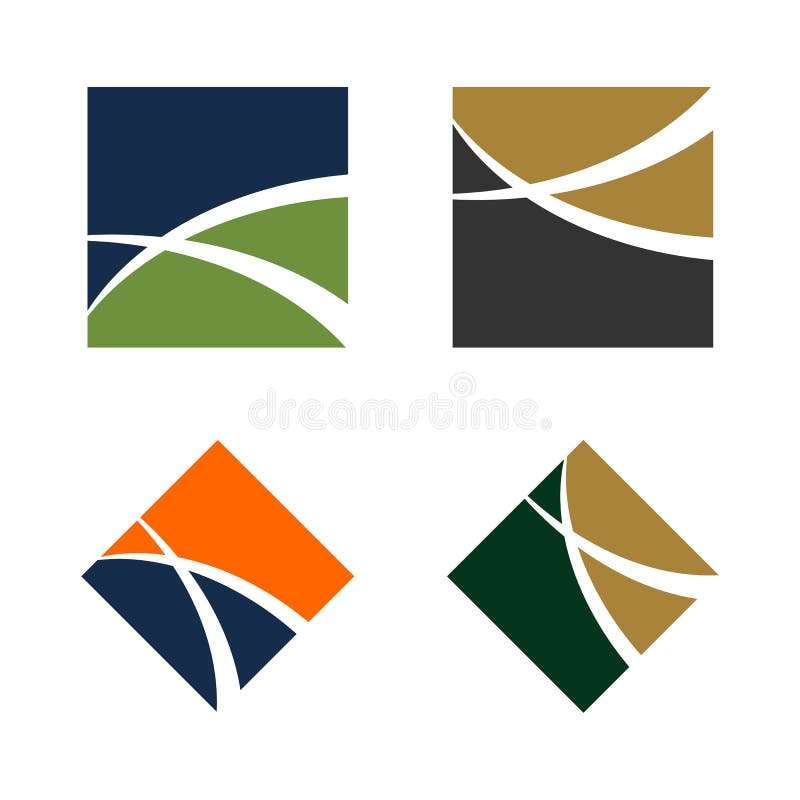 Abstract Swoosh Line in Square Logo Template for Finance Illustration ...