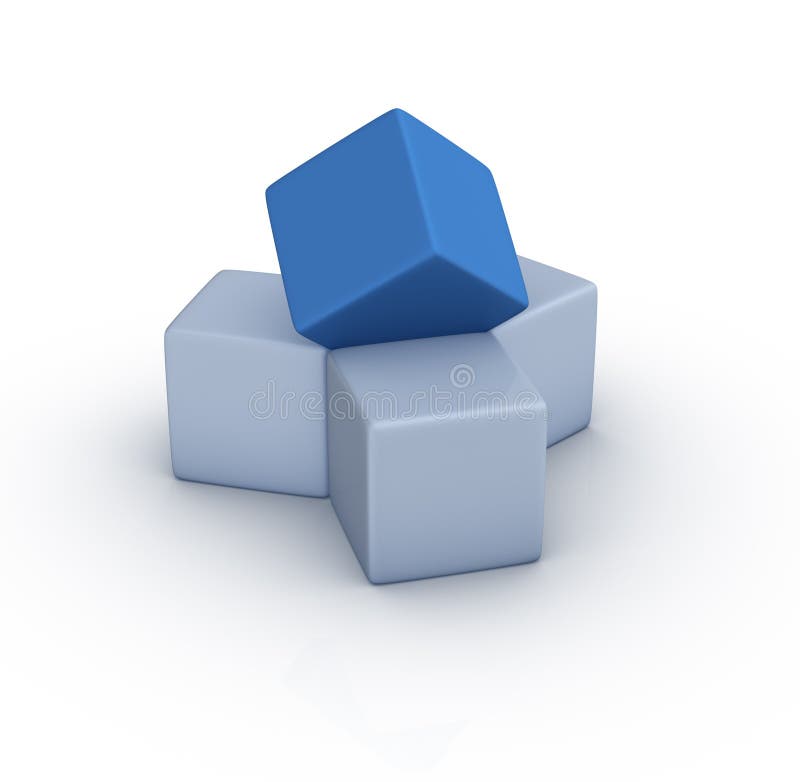 Abstract Blue Business Symbol with 3 Cubes Stock Illustration ...