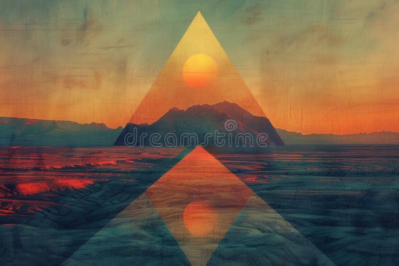 Abstract Symbol of a Desert View, Using Geometric Shapes and Earthy ...