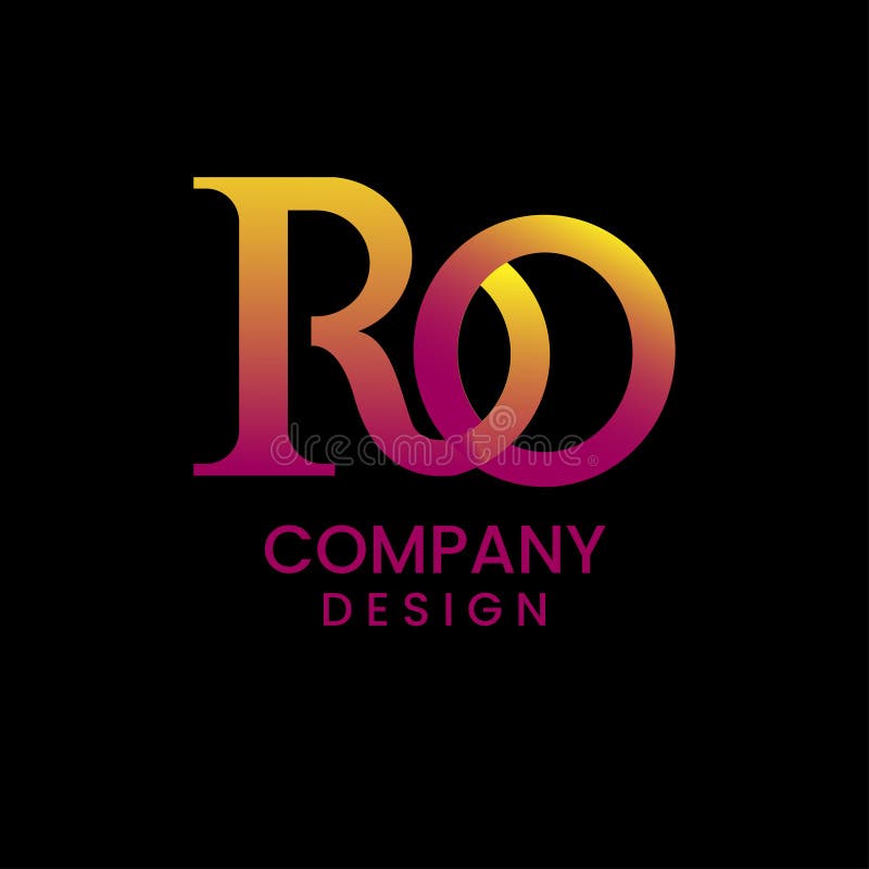 Abstract Symbol of the Letters R + O with a Black Gradient Background ...