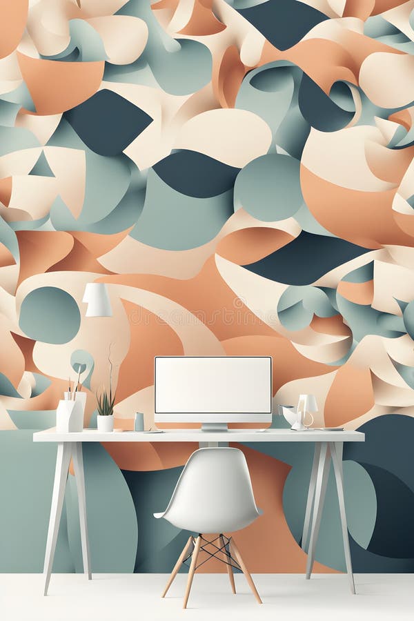 Abstract Symbolic Wallpaper Composition Representing Home Office Stock ...