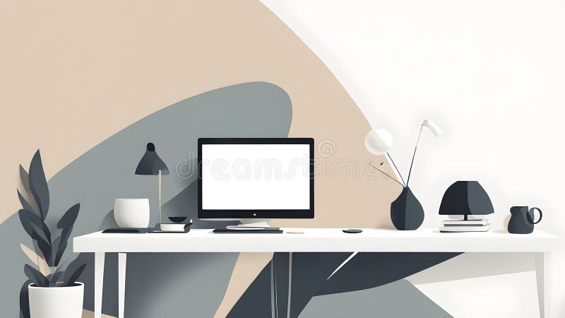 Abstract Symbolic Wallpaper Composition Representing Home Office Stock ...