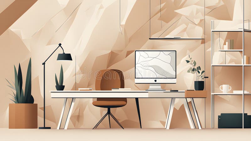 Abstract Symbolic Wallpaper Composition Representing Home Office Stock ...